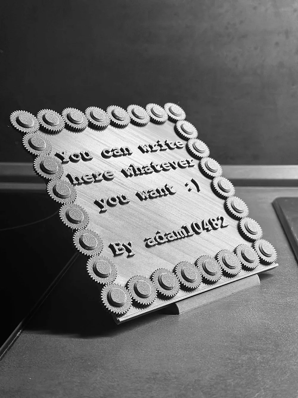 Rotating Gear Nameplate by adam10482 MakerWorld: Download Free 3D Models