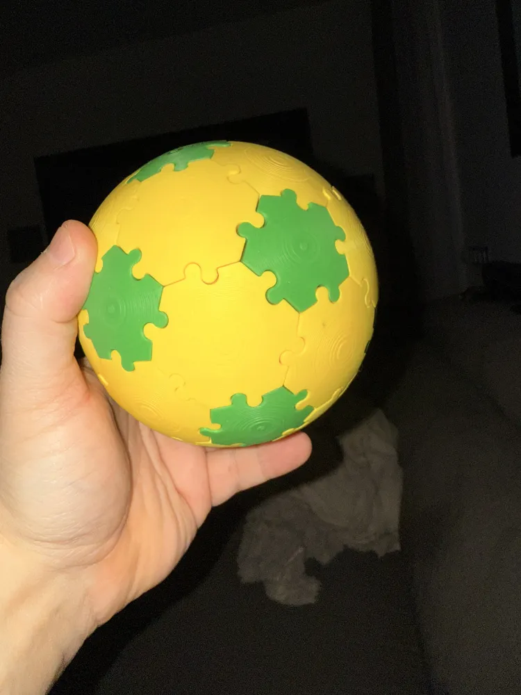 Snap-Fit Puzzle Sphere (Soccer Ball Geometry) - Free 3D Print Model - MakerWorld