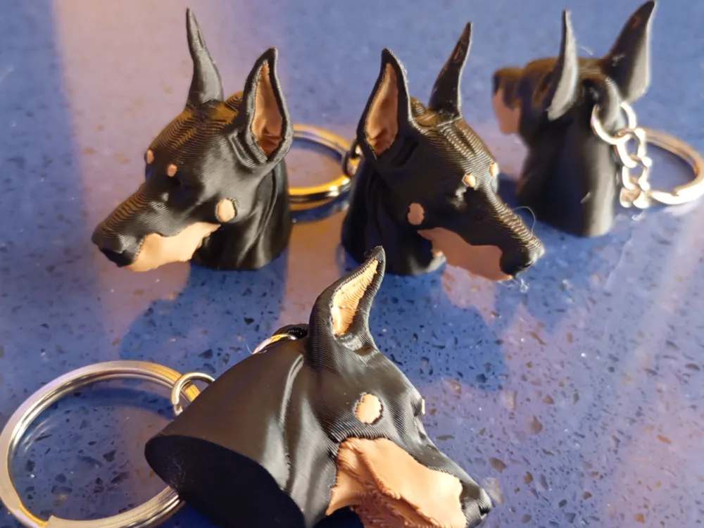 dog Doberman head keychain by orama3dvibes MakerWorld: Download Free 3D ...