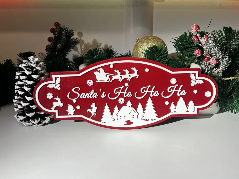 Santa’s Ho Ho Ho – Multi-Color Christmas Wall Sign - Free 3D Print ...