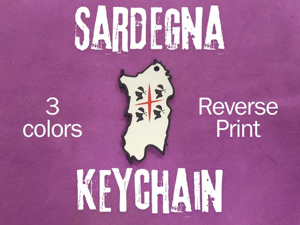 Sardinia Flag Keychain - Reverse Print Opitimized by 3D CREATIONS ...