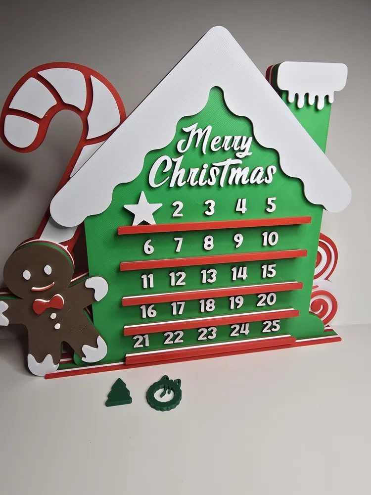 Christmas Countdown Gingerbread House - Free 3D Print Model - MakerWorld