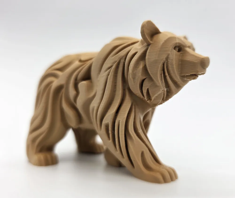 Wood Carved Walking Bear Sculpture by Triple G Workshop MakerWorld ...