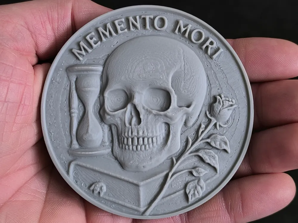 Memento mori plaque + keychain by invader MakerWorld: Download Free 3D Models