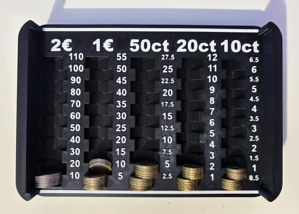 Euro Coin Sorter Box (Stackable) - Free 3D Print Model - MakerWorld