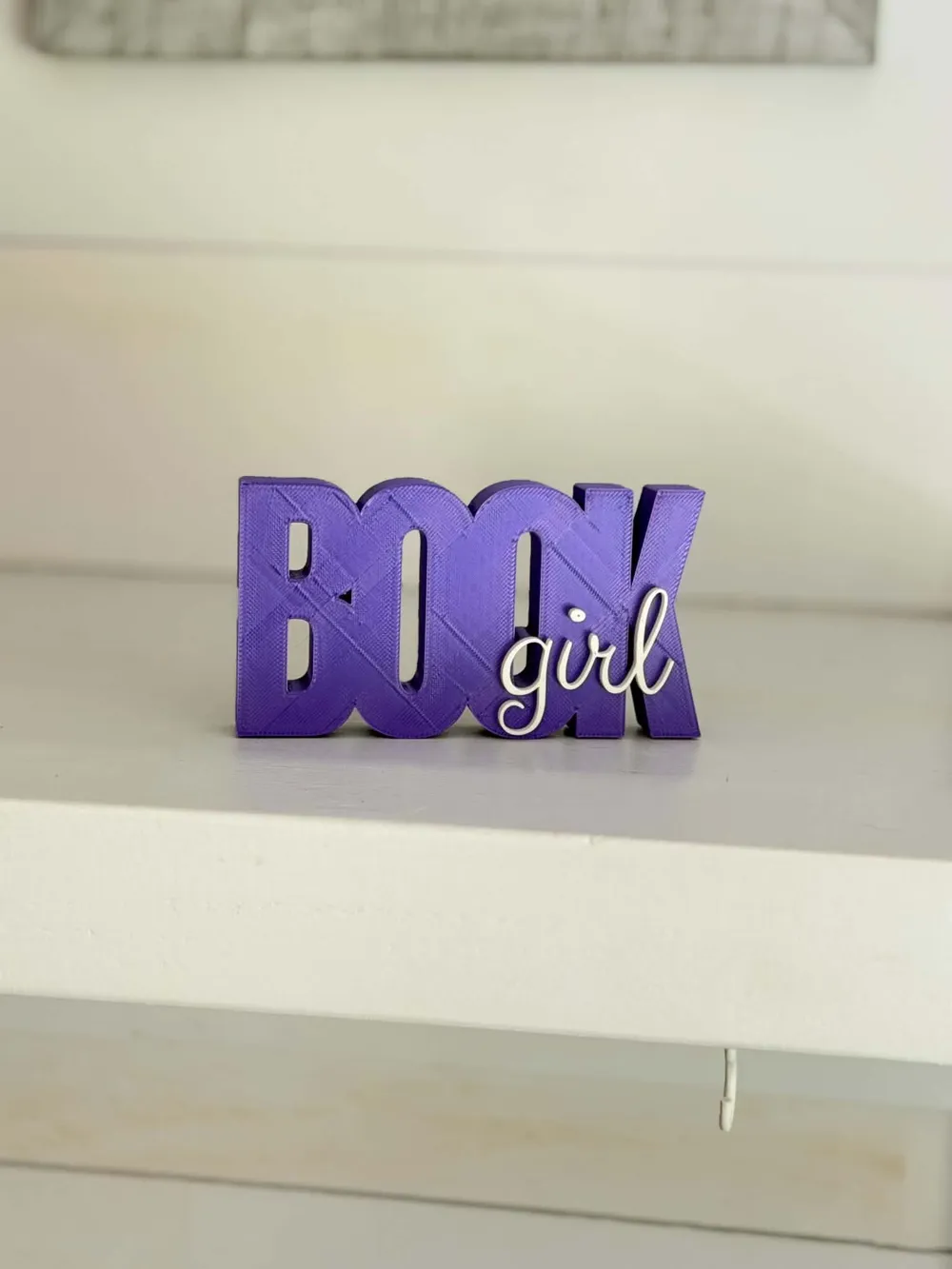 Book Girl Bookshelf decor sign - Free 3D Print Model - MakerWorld
