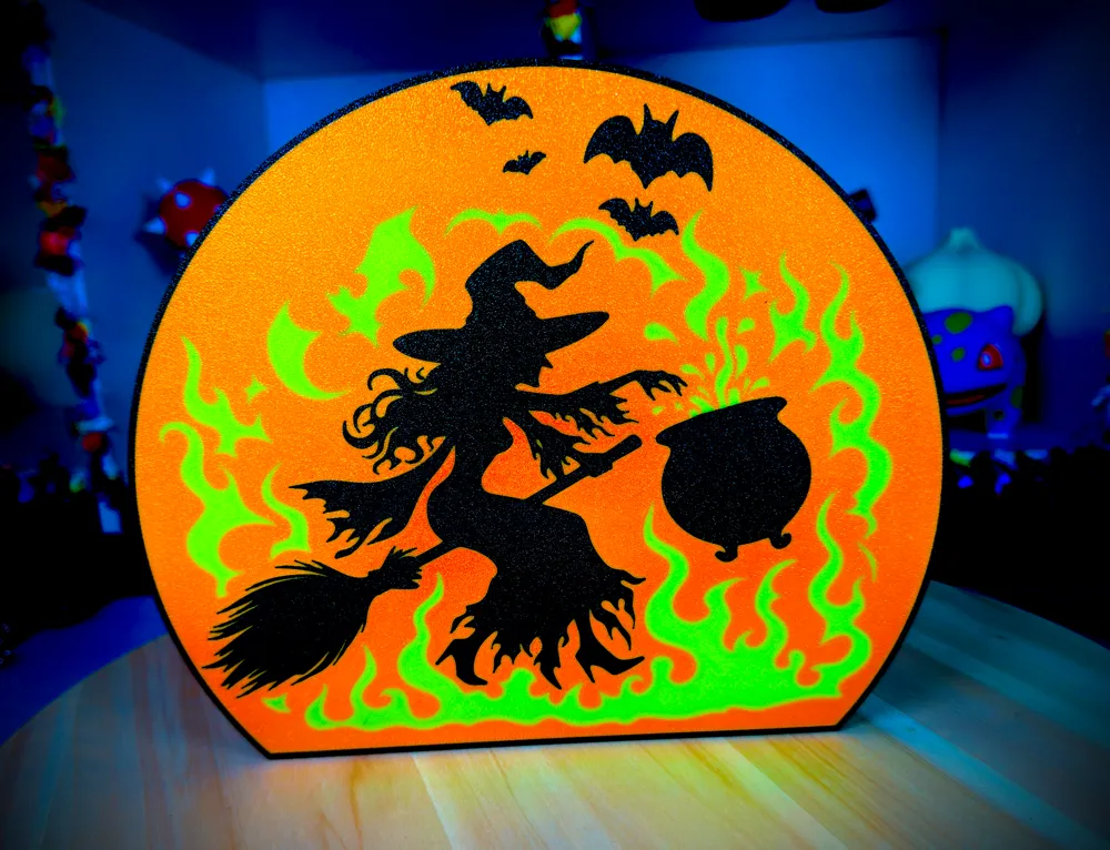 Halloween Witch lightbox by Berry - MakerWorld