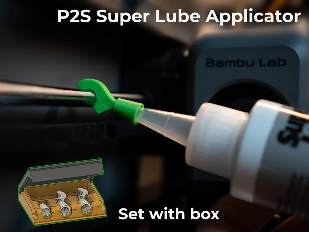 P2S Super Lube Applicator Caps + Box - Free 3D Print Model - MakerWorld