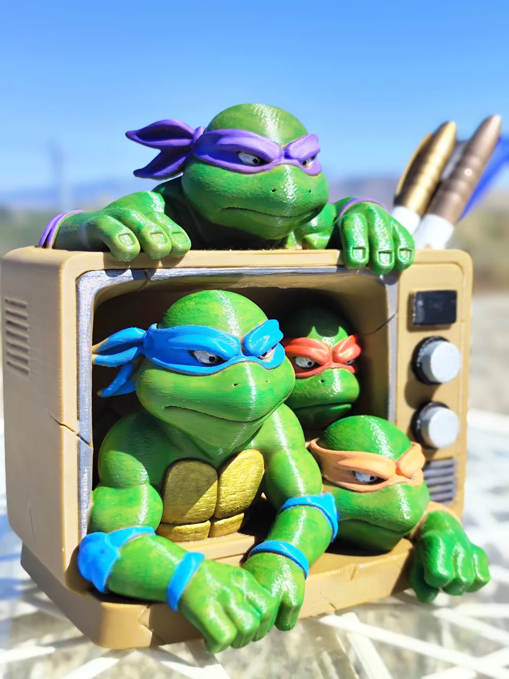 Teenage Mutant Ninja Pen Holder – Retro TV Style - Free 3D Print Model ...