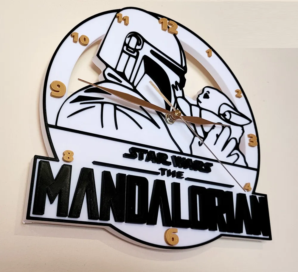 Star Wars Mandalorian Clock (AMS & No AMS) by midar3d MakerWorld ...