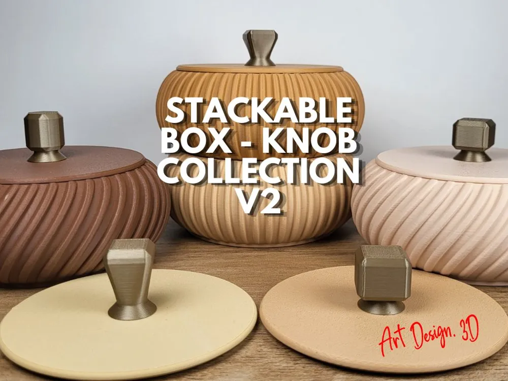 Stackable Box - Knob Collection V2 by Art Design. 3D MakerWorld: Download Free 3D Models