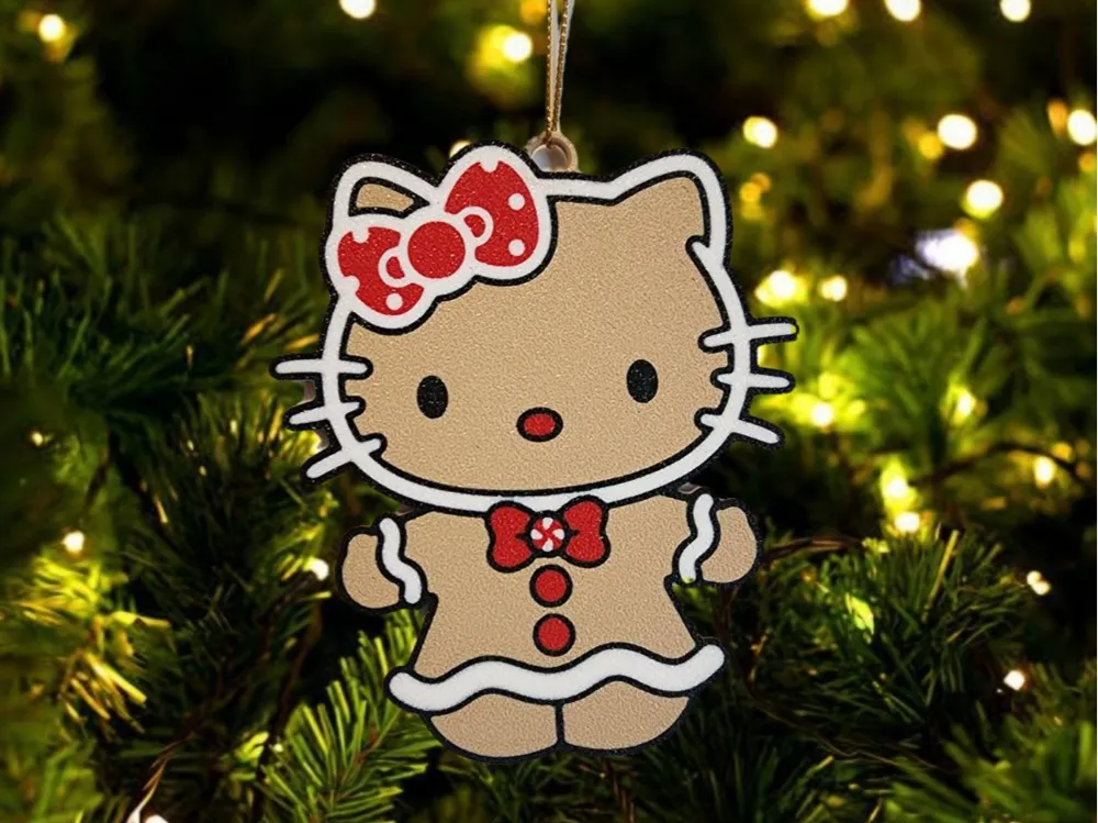 Hello Kitty Gingerbread Christmas Ornament - Free 3D Print Model ...