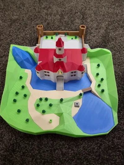 Mario 64 Peach's Castle with Courtyard - Diorama by Arniel86 - MakerWorld