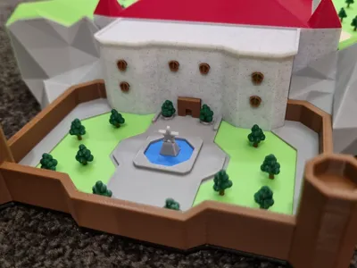 Mario 64 Peach's Castle with Courtyard - Diorama by Arniel86 - MakerWorld