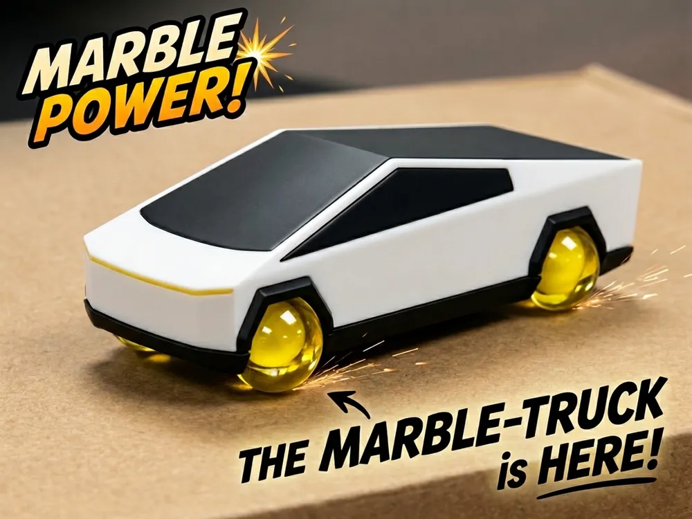 Marble Wheel Tesla Cybertruck Toy - Free 3D Print Model - MakerWorld