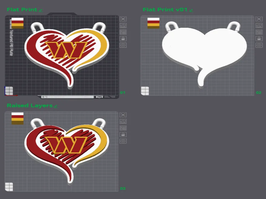 Washington Commanders Heart - Free 3D Print Model - MakerWorld