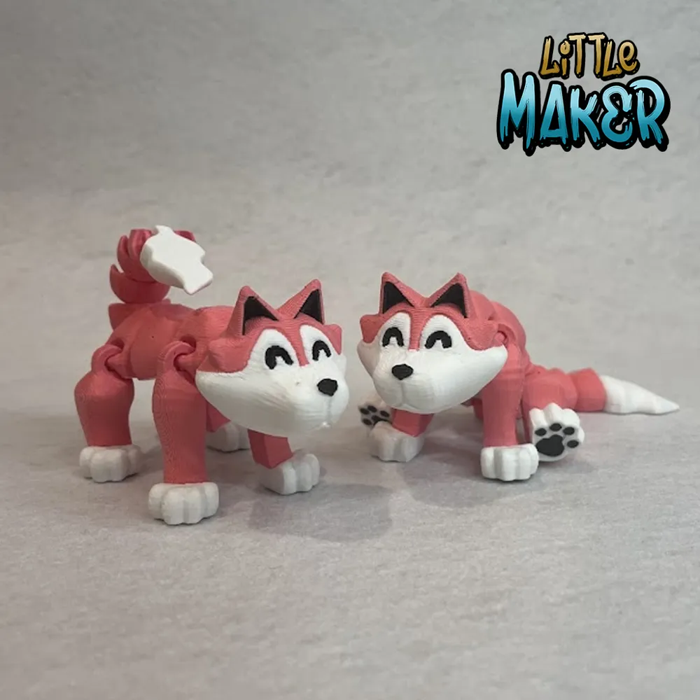 Cute Flexi Wolf — Articulated, Print-in-Place by Little Maker ...