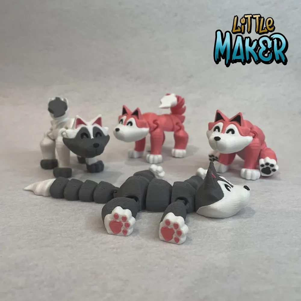 Cute Flexi Wolf — Articulated, Print-in-Place by Little Maker ...