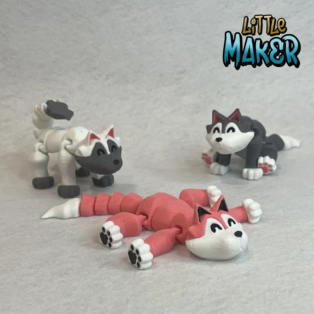 Cute Flexi Wolf — Articulated, Print-in-Place - Free 3D Print Model ...