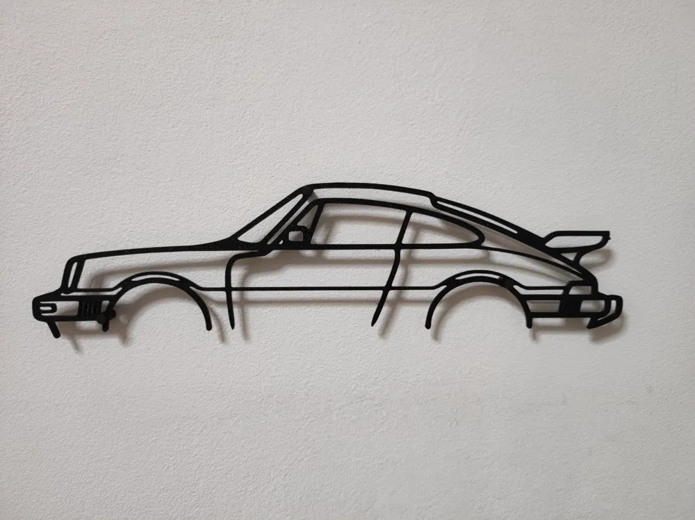 Porsche 911 turbo wall art silhouette - Free 3D Print Model - MakerWorld