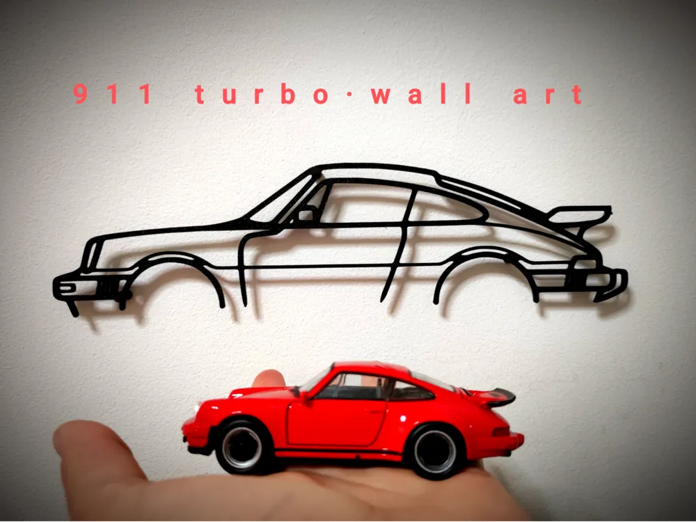 Porsche 911 turbo wall art silhouette - Free 3D Print Model - MakerWorld