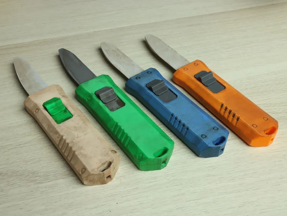 OTF Fidget Knife (Rubber Band) - Free 3D Print Model - MakerWorld
