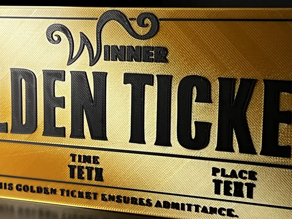 Wonka Winner: Customizable Golden Ticket - Free 3D Print Model - MakerWorld