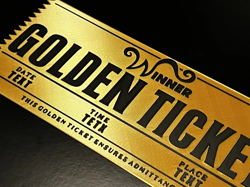 Wonka Winner: Customizable Golden Ticket - Free 3D Print Model - MakerWorld