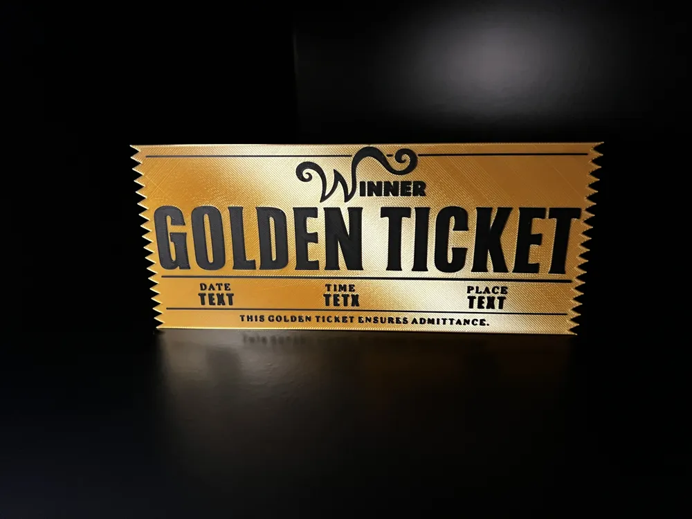 Wonka Winner: Customizable Golden Ticket - Free 3D Print Model - MakerWorld