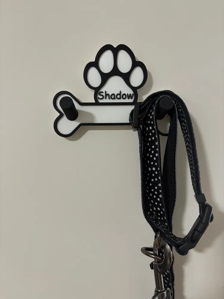 Customizable Paw Themed Single Dog Leash Holder - Free 3D Print Model ...