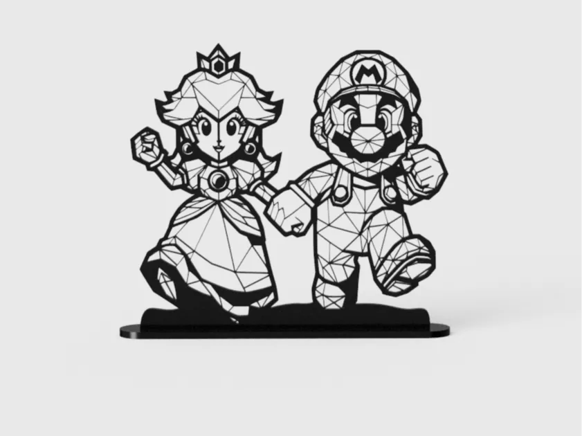 Geometric Mario and peach Low poly by HJ_3D_ - MakerWorld