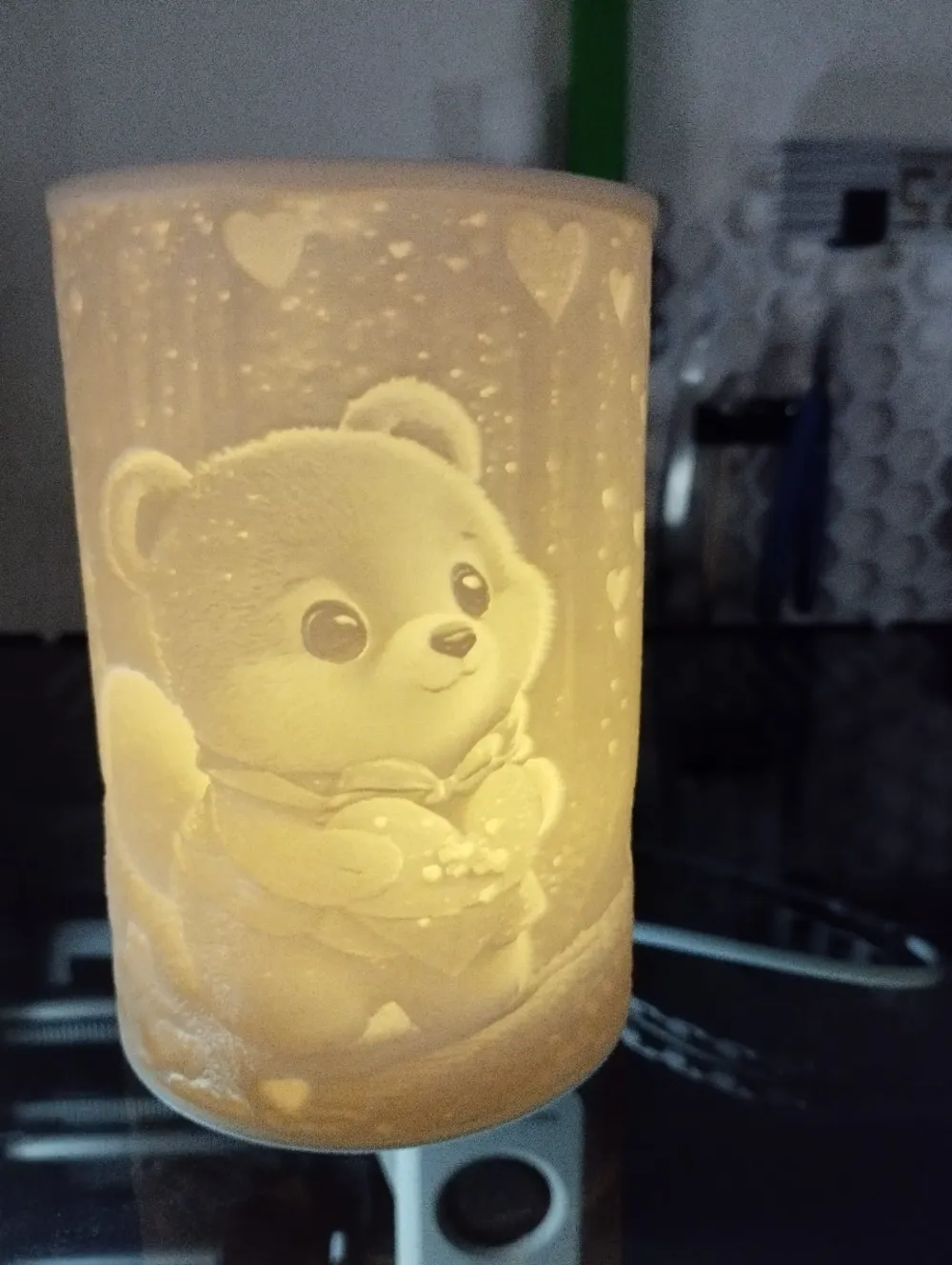 Lithophan Teelicht LoveBear by apropo - MakerWorld