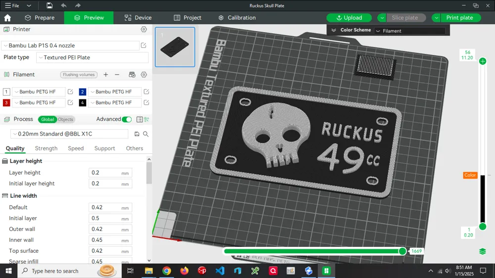 Honda Ruckus 49cc Skull Plate by marc.funston - MakerWorld