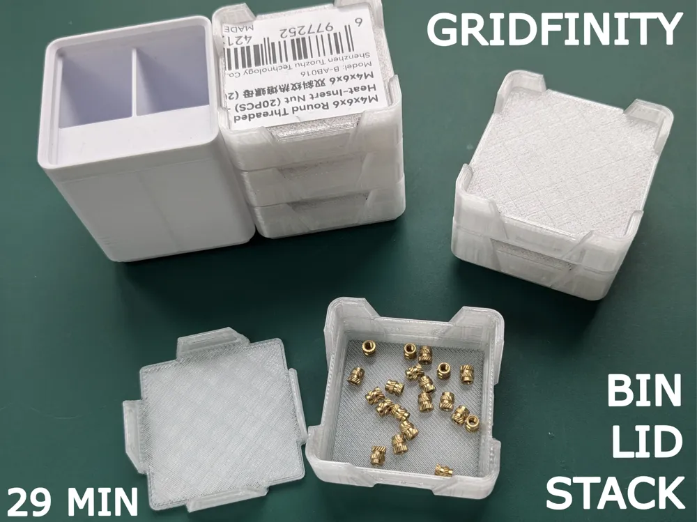 Gridfinity Stackable Bin with Lid - Free 3D Print Model - MakerWorld