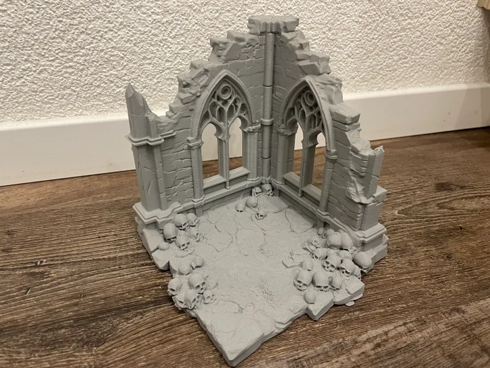 Gothic Skull Ruin - Corner Section - Free 3D Print Model - MakerWorld