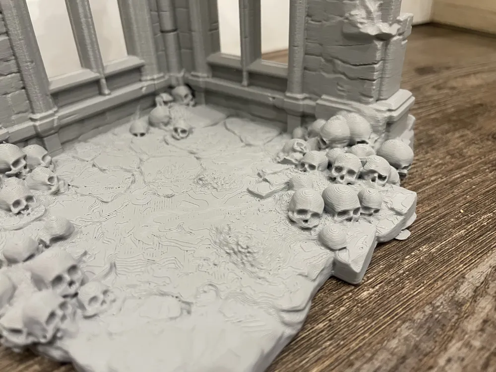 Gothic Skull Ruin - Corner Section - Free 3D Print Model - MakerWorld