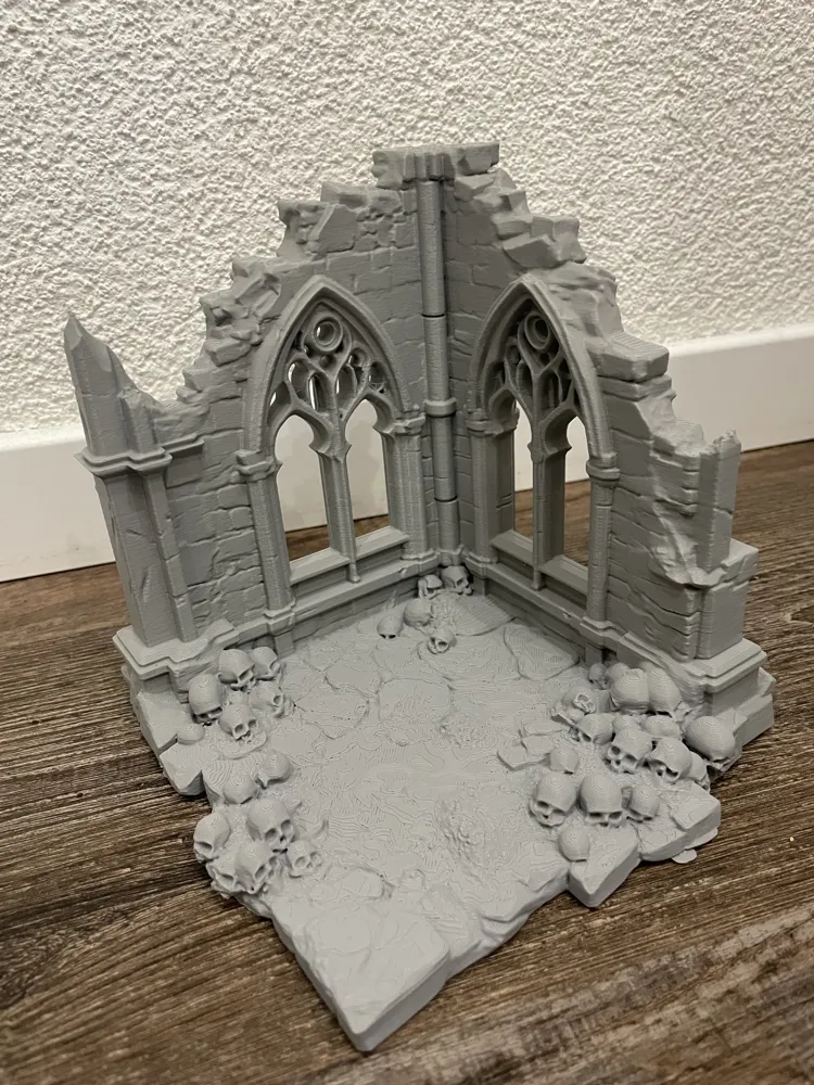 Gothic Skull Ruin - Corner Section - Free 3D Print Model - MakerWorld