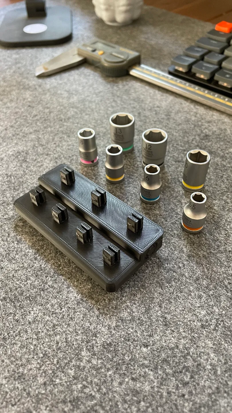 Gridfinity Socket Holder (1/4 inch drive) by Exabyde MakerWorld: Download Free 3D Models