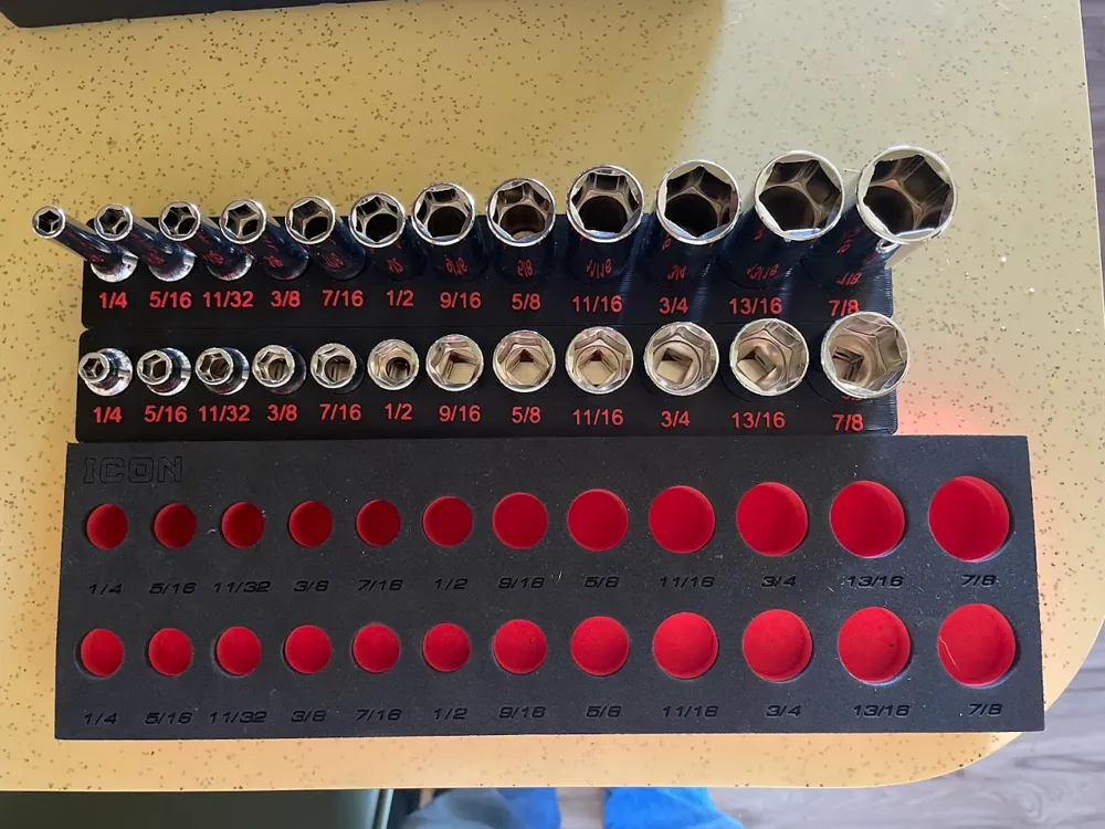 Icon 3/8" Imperial Socket Gridfinity (Short &Deep) by DRH108 MakerWorld ...