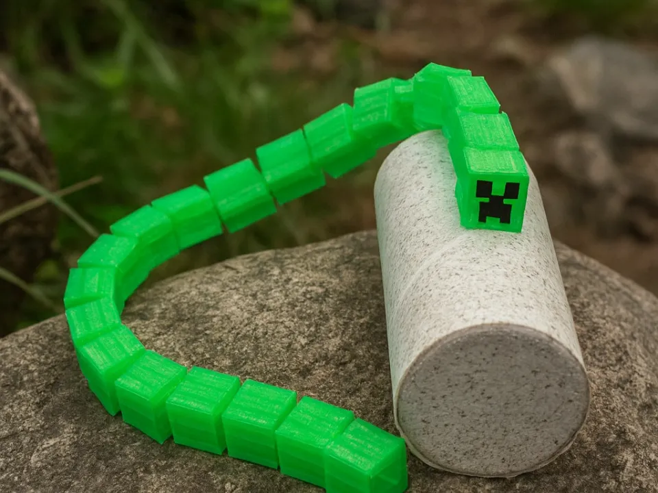 Minecraft Creeper Flexi Snake – Green Toy Dragon - Free 3D Print Model ...