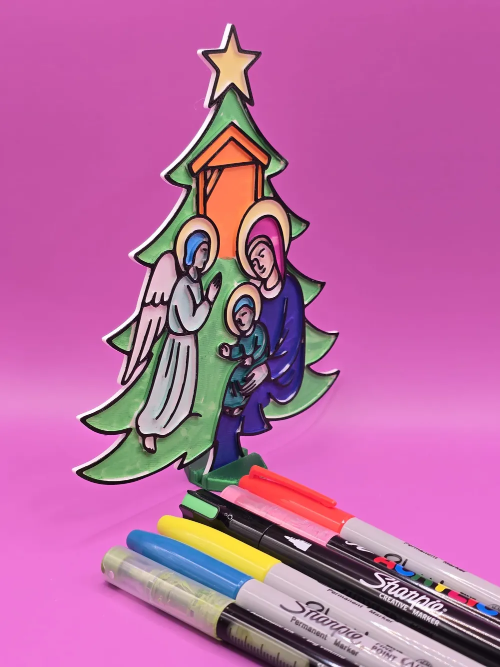Christian Christmas Tree Coloring Craft Diy - Free 3D Print Model ...