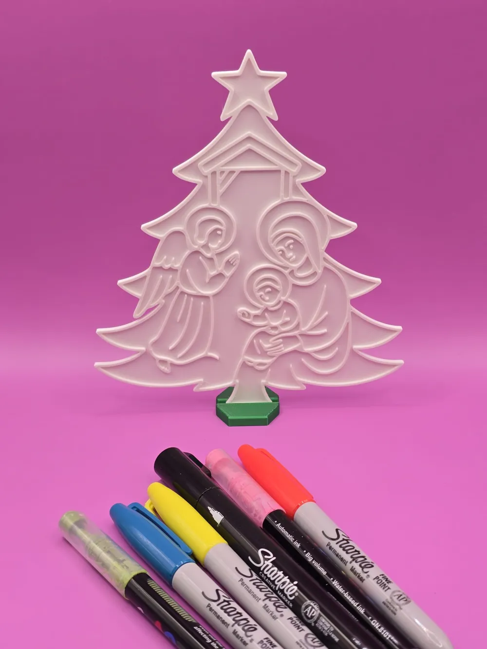 Christian Christmas Tree Coloring Craft Diy - Free 3D Print Model ...