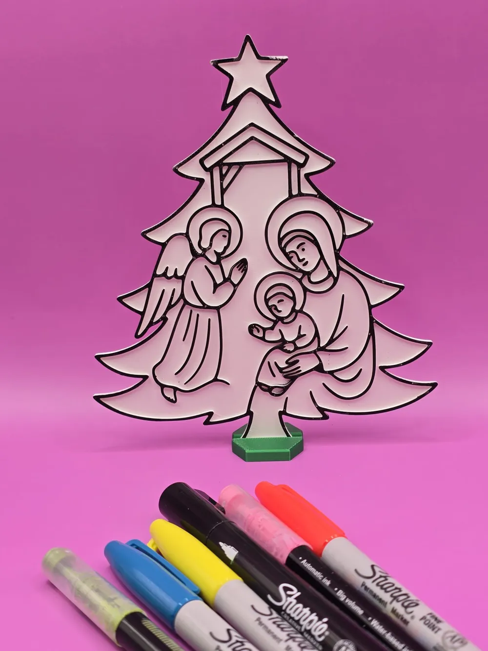Christian Christmas Tree Coloring Craft Diy - Free 3D Print Model ...