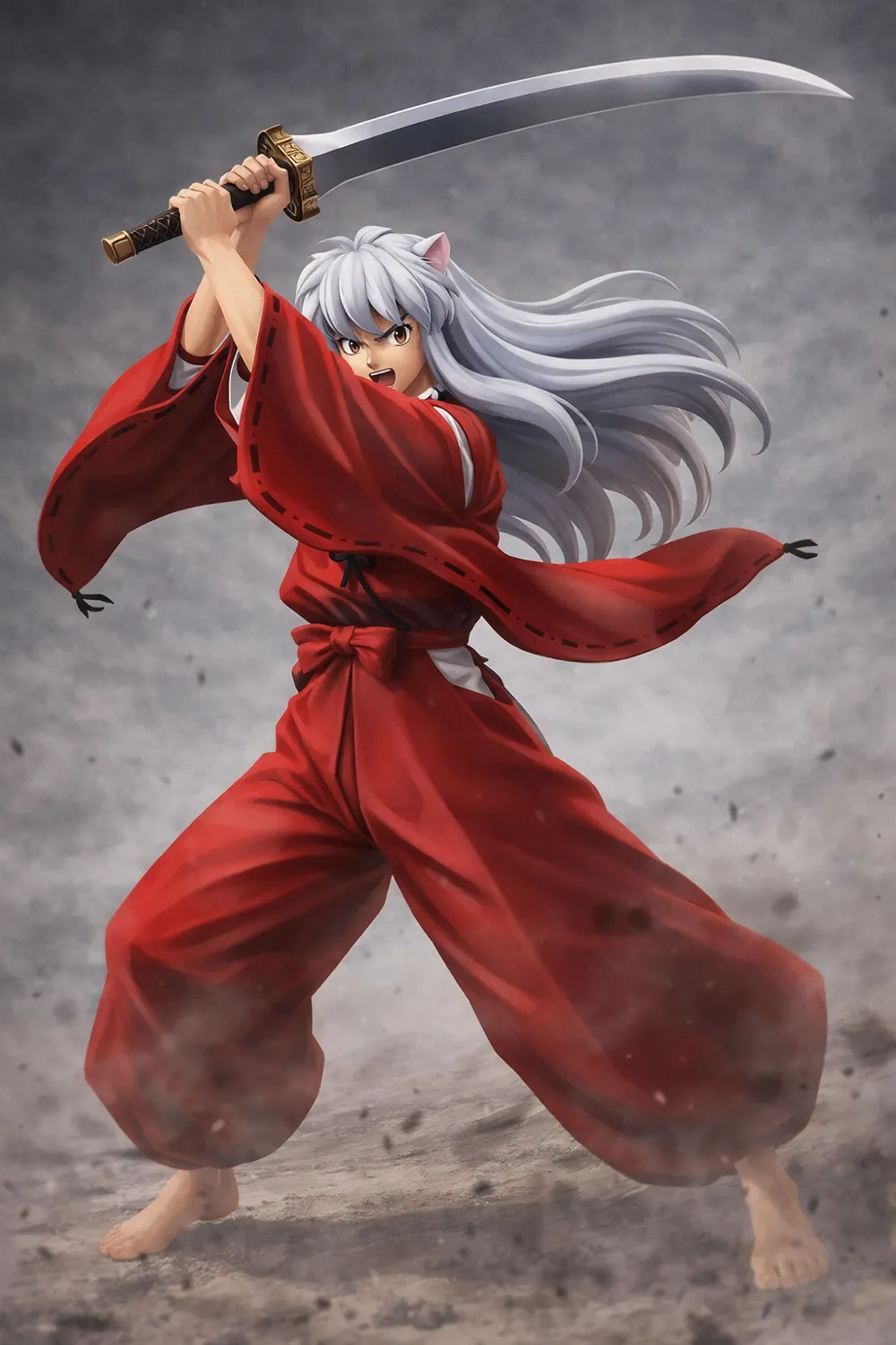 Inuyasha – Action Pose with Raised Sword - Free 3D Print Model - MakerWorld