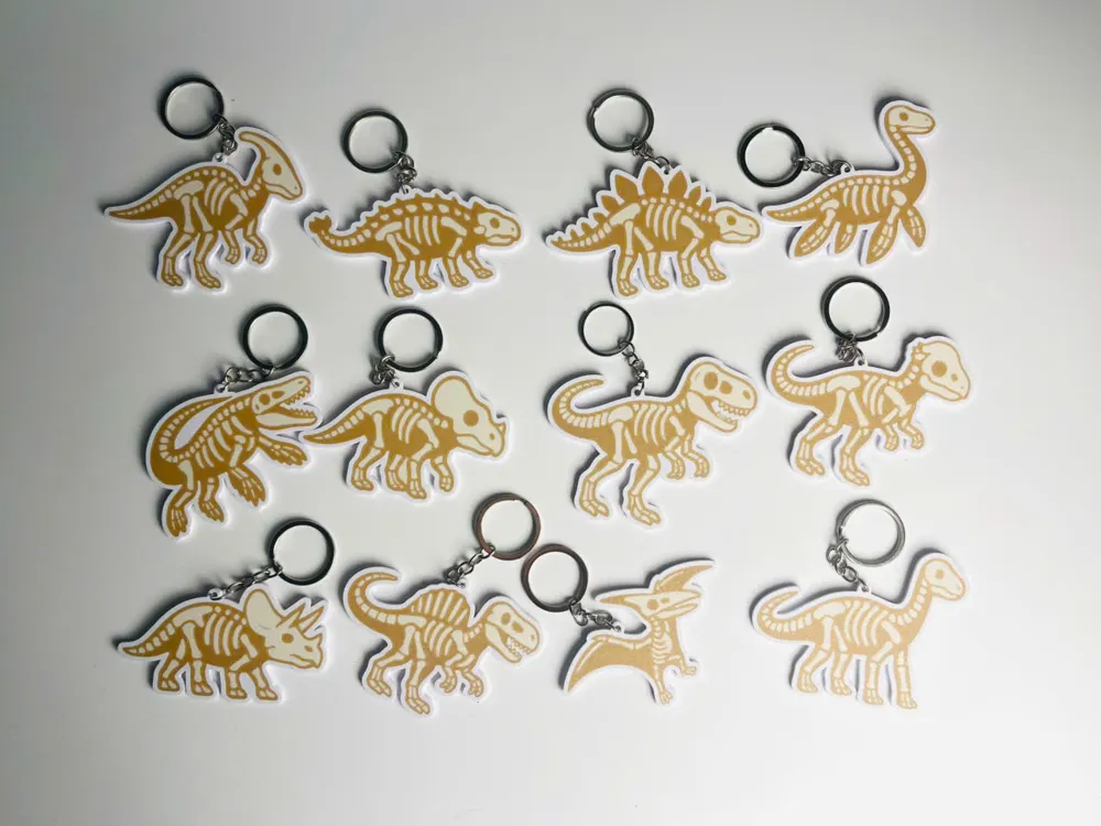 Dinosaur Skeleton Keychain Pack by Foo Simple 2D MakerWorld: Download ...