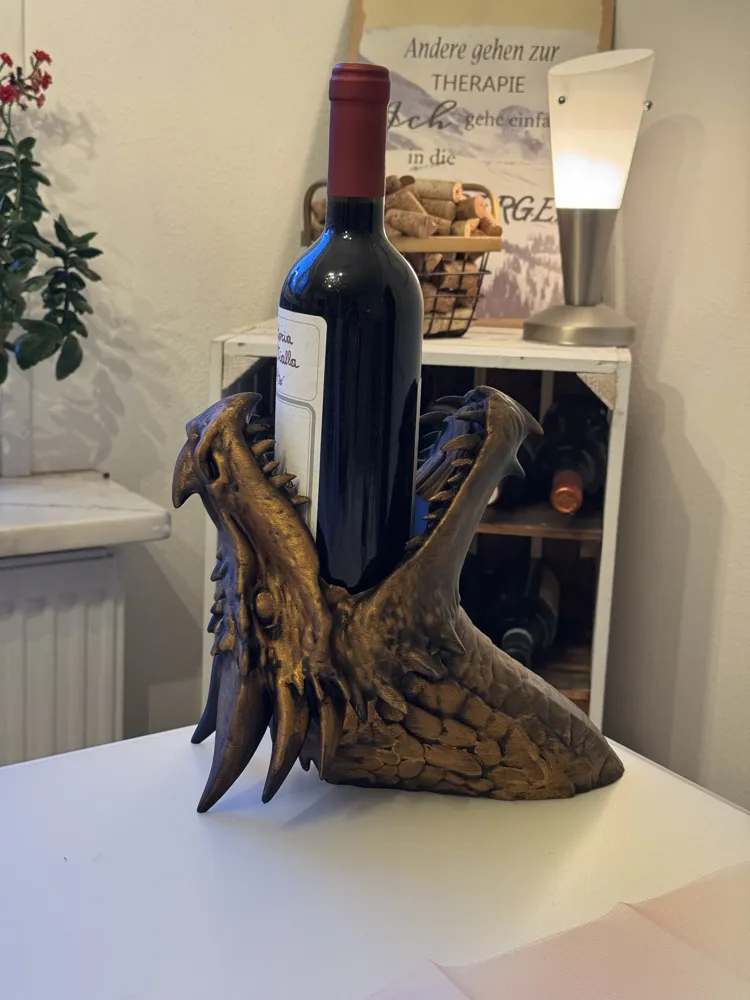 Dragon Head Wine Bottle Holder - Free 3D Print Model - MakerWorld