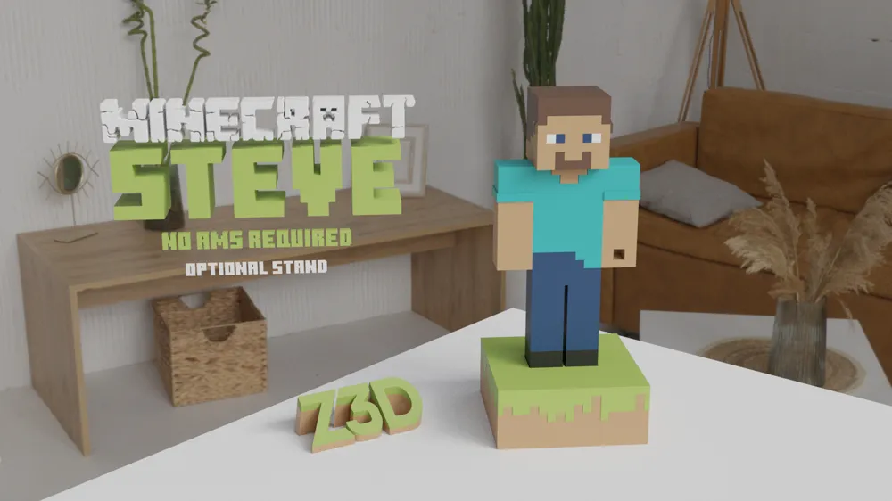 Minecraft Steve (AMS Optional) by Z3D MakerWorld: Download Free 3D Models