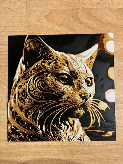 Kitty cat artistic poster - Free 3D Print Model - MakerWorld
