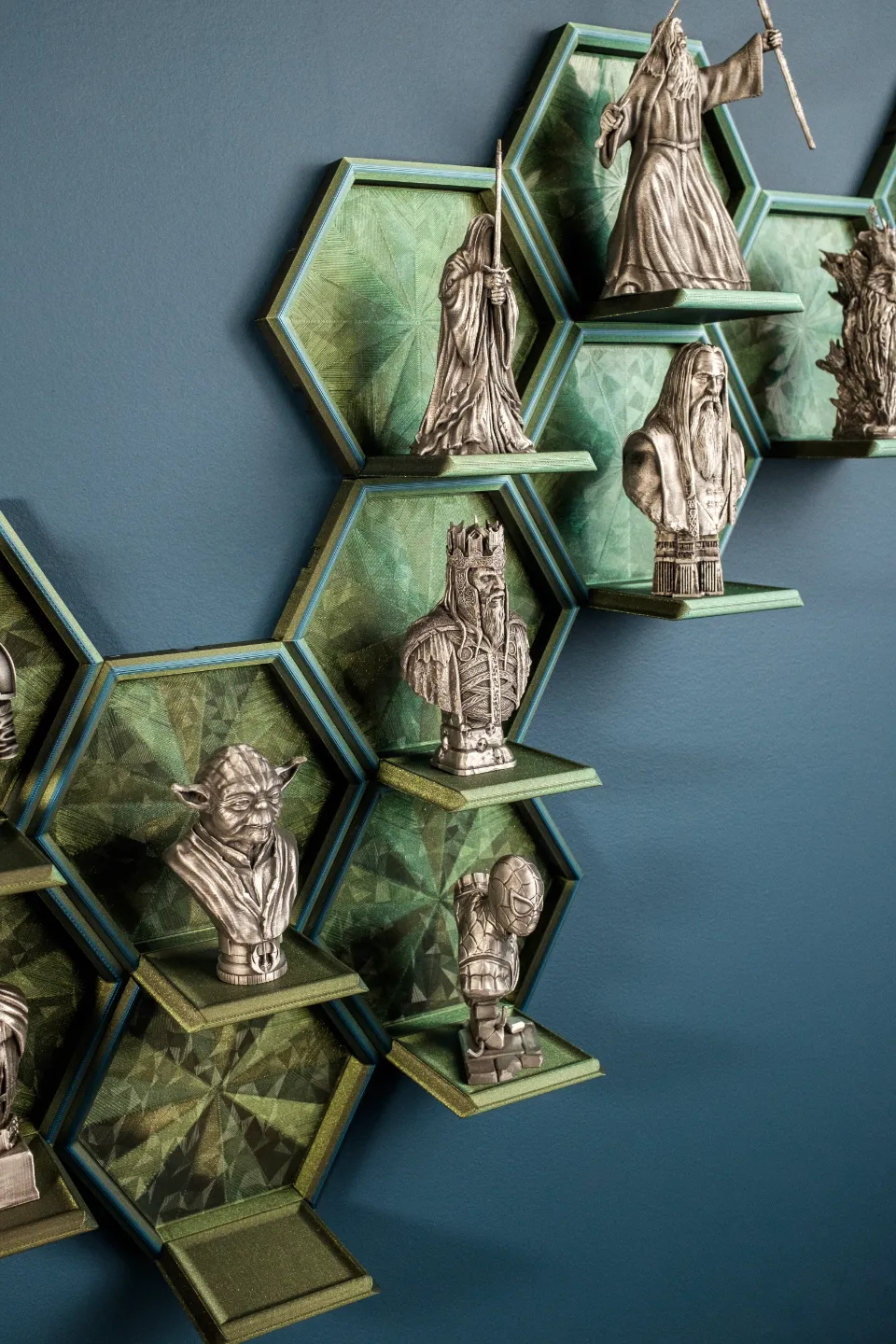 Hexagonal wall shelf for small figurines - Free 3D Print Model - MakerWorld