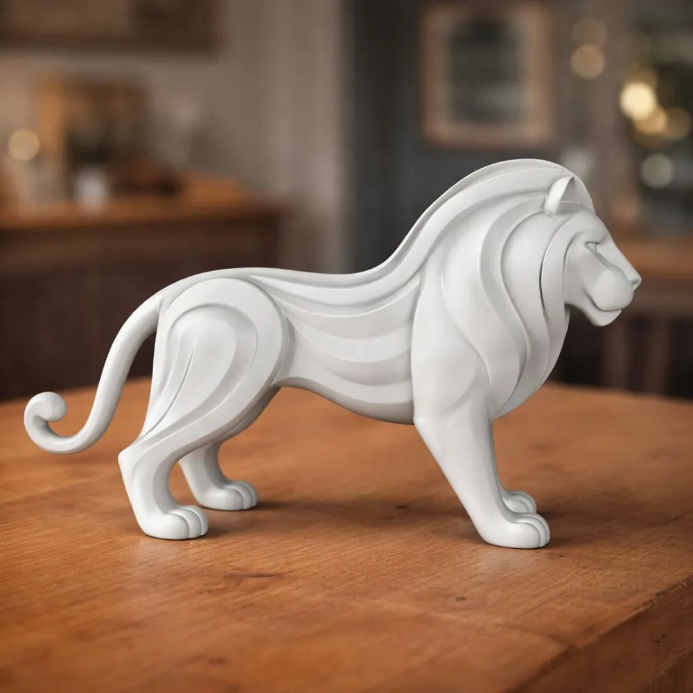 Modern Lion Sculpture - Free 3D Print Model - MakerWorld